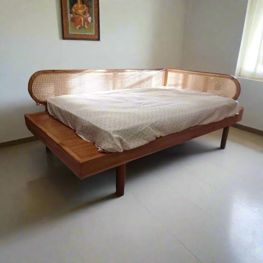 Teak Wood Natural Cane Day Bed - TimberCraft